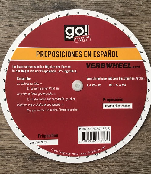 Spanish - German Prepositions Wheel | Verb Wheels Ireland